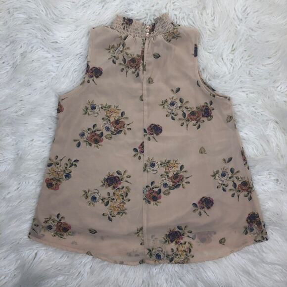 Midnight Sky | Tops | Midnight Sky Size M Beige Floral Keyhole Blouse ...